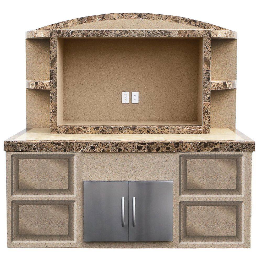 Cal Flame Stucco and Tile Outdoor Entertainment Center Serving Bar 22 ...