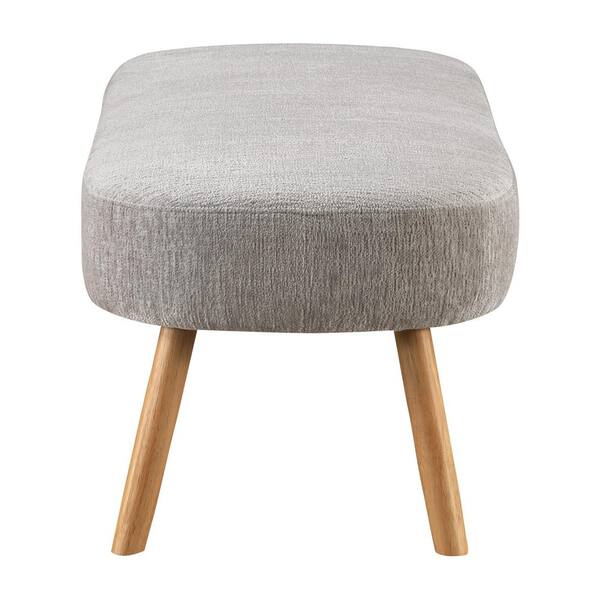 OSP Home Furnishings Cameron Pewter Fabric 54.5 in. Bedroom Bench with Natural Legs CMR K65