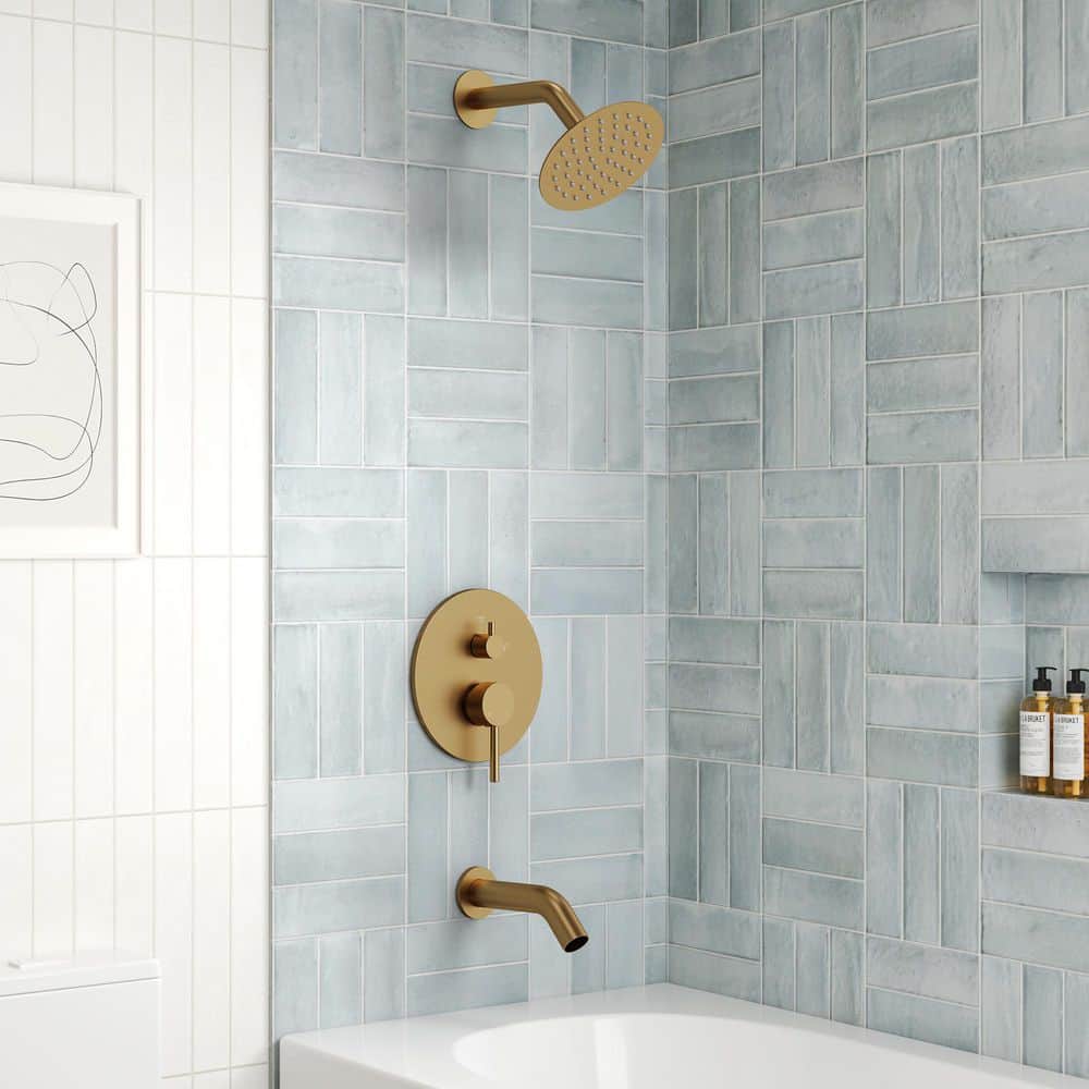 EVERSTEIN Round 6 in. Modern Minimalist Single Handle 2-Spray Tub and ...