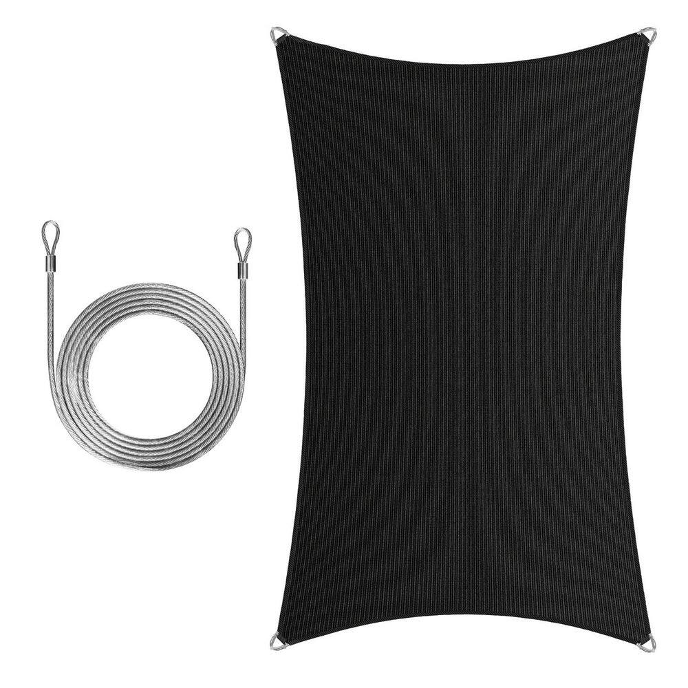 20 ft. x 24 ft. Rectangle Pro Ring Sun Shade Sail with Rope-Black SR ...