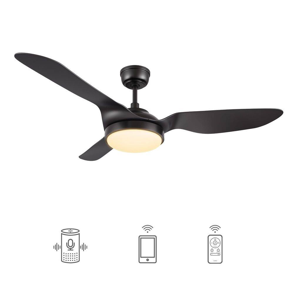 CARRO Falkirk 52 in. Integrated LED Indoor Black Smart Ceiling Fan with ...