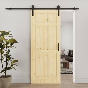 ARK DESIGN 30 in. x 80 in. 6-Panel Unfinished Solid Core Pine Wood No ...