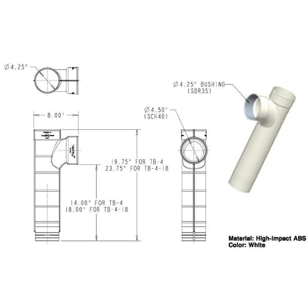 Tuf-Tite 4 in. Septic Tank Sanitary Inlet/Outlet Tee Baffle w/Effluent ...