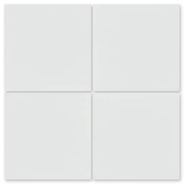 Villa Lagoon Tile Solid Square White 8 in. x 8 in. Cement Handmade Tile ...