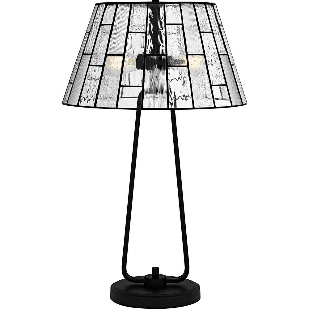 Quoizel Rainier 26 in. Matte Black Tiffany Table Lamp with Glass Shade ...