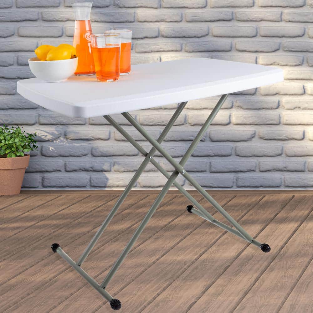 Lavish Home White Portable Folding Table, Lightweight Plastic Top ...