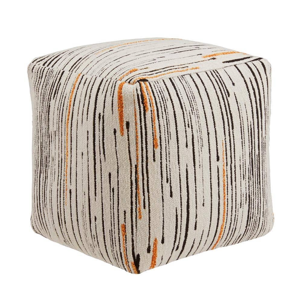 HomeSullivan Multi-Colored Line Pattern Fabric Upholstered Square Pouf ...