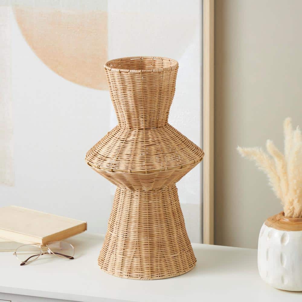 Litton Lane Brown Handmade Woven Tapered Fluted Rattan Decorative Vase ...