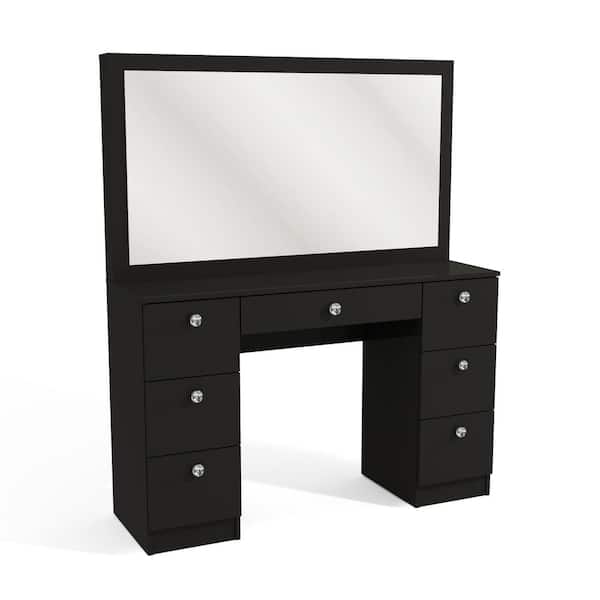 Boahaus Joan Black Dressing Table CRYSTAL Knobs