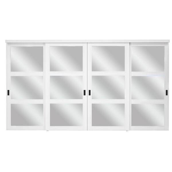 ARK DESIGN 144 in. x 80 in. Solid Core 1-Lite Mirror White Primed MDF ...