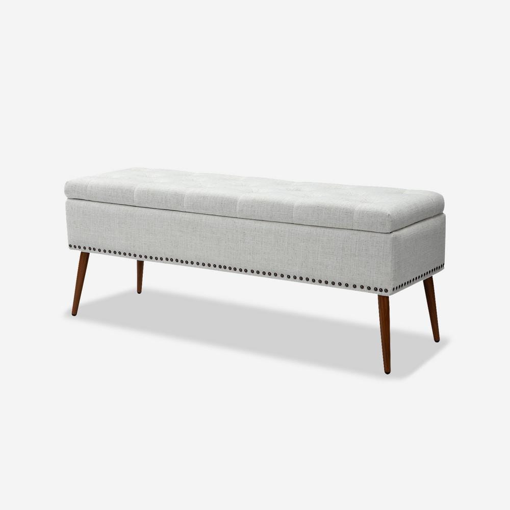 JAYDEN CREATION Willa Ivory 45.5 in. Upholstered Flip Top Storage Bench ...