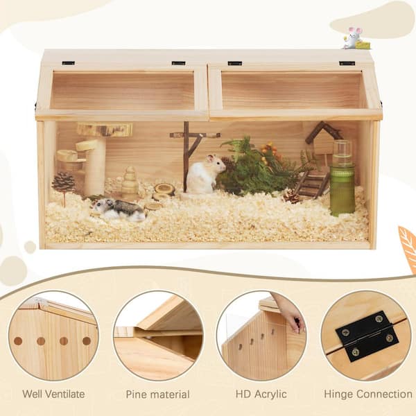 COZIWOW Wooden Hamster Cage Habitat with Visible Acrylic Boards CW12S0516 T01 The Home Depot