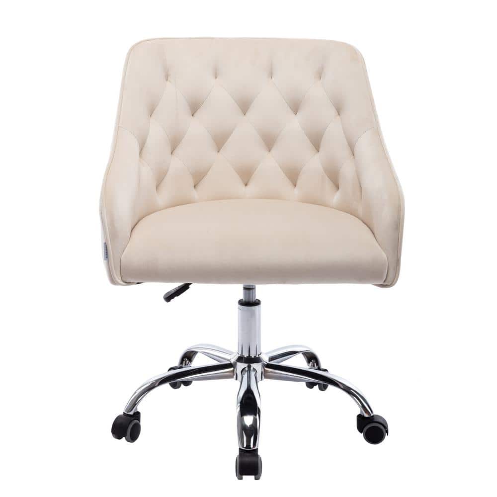 Beige Modern Leisure Velvet Upholstered Swivel Task Chair HFHDSN-836BG ...
