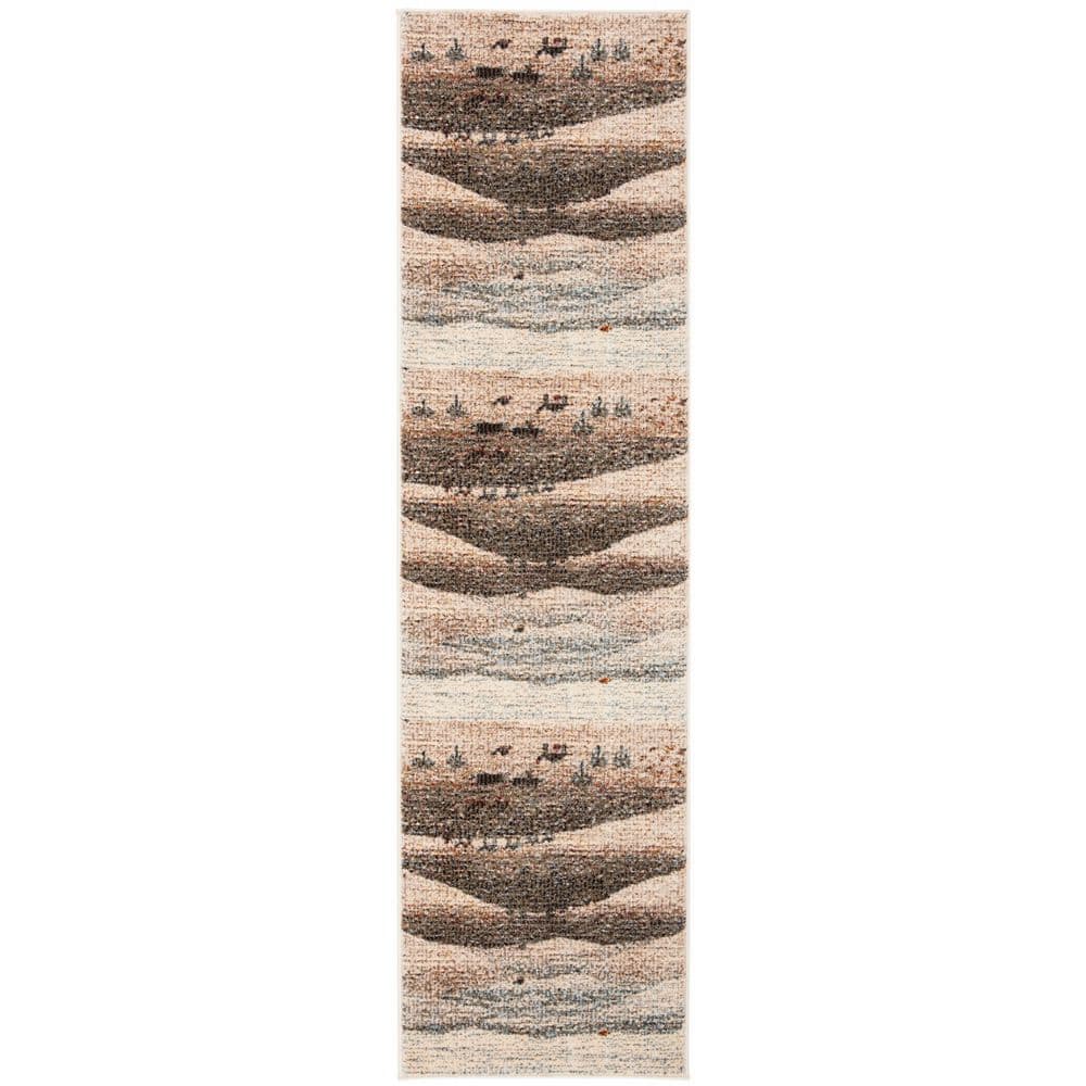 SAFAVIEH Gabbeh 2 ft. x 8 ft. Cream/Olive Abstract Hills Runner Rug ...