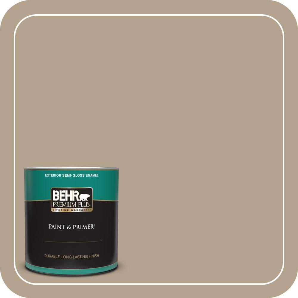 BEHR PREMIUM PLUS 1 qt. #ECC-53-2 Wild Rye Semi-Gloss Enamel Exterior ...