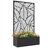 Outsunny Outdoor Privacy Screen with Planter Box, Black, Metal Privacy Panel, and Raised Garden ...