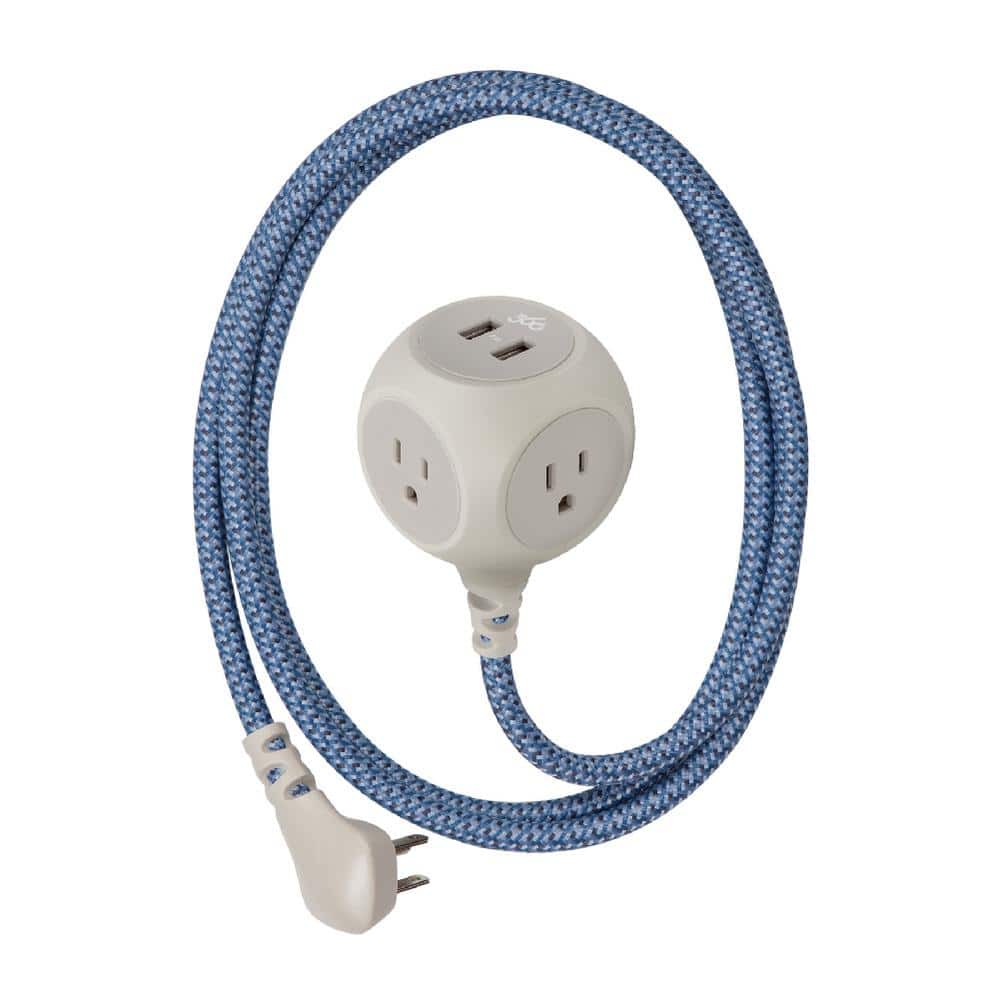 360 Electrical Habitat 6 ft. 3-Outlet Extension Cord w/2.4A 2-Port USB ...