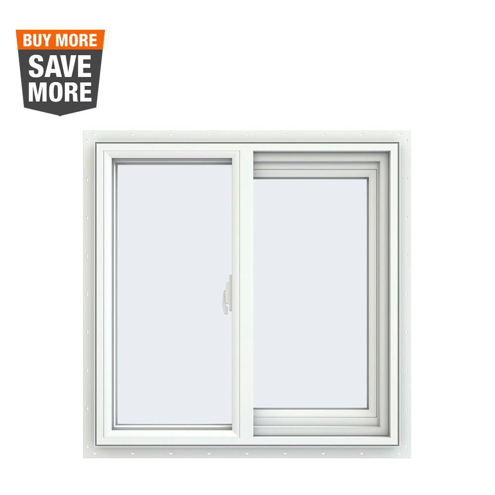 JELD-WEN 23.5 in. x 23.5 in. V-2500 Series White Vinyl Right-Handed ...