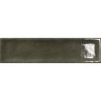EMSER TILE Raku Olive 2.95 in. x 11.81 in. Glossy Brick Look Ceramic ...