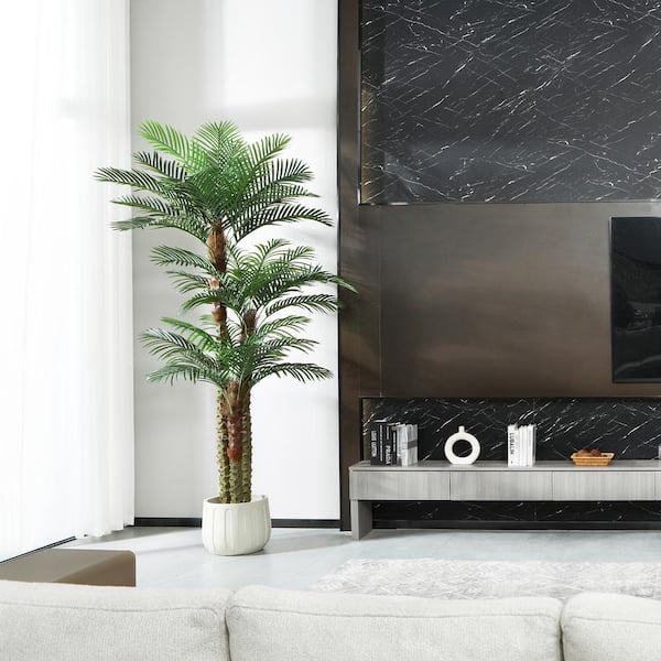 DR.Planzen 8 ft. Tall Artificial Palm Tree, Large UV Resistant Faux ...