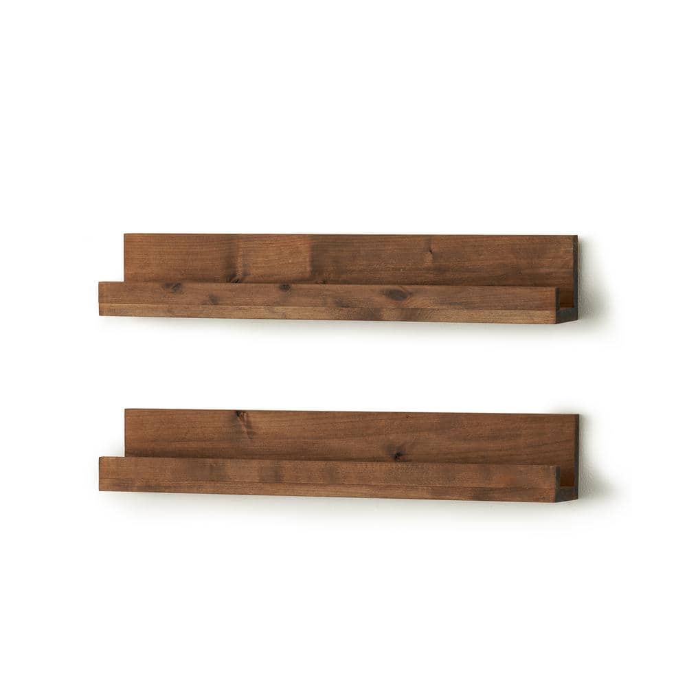 TRINITY 4 in. x 28 in. x 4.75 in. Walnut Floating Book + Display Wall ...