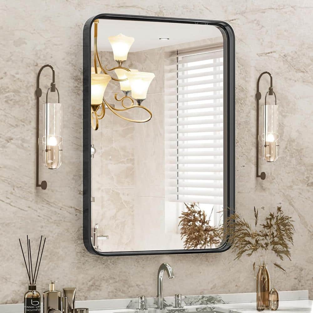 Relyblo 22 in. W x 30 in. H Rounded Rectangle Framed Wall Bathroom ...