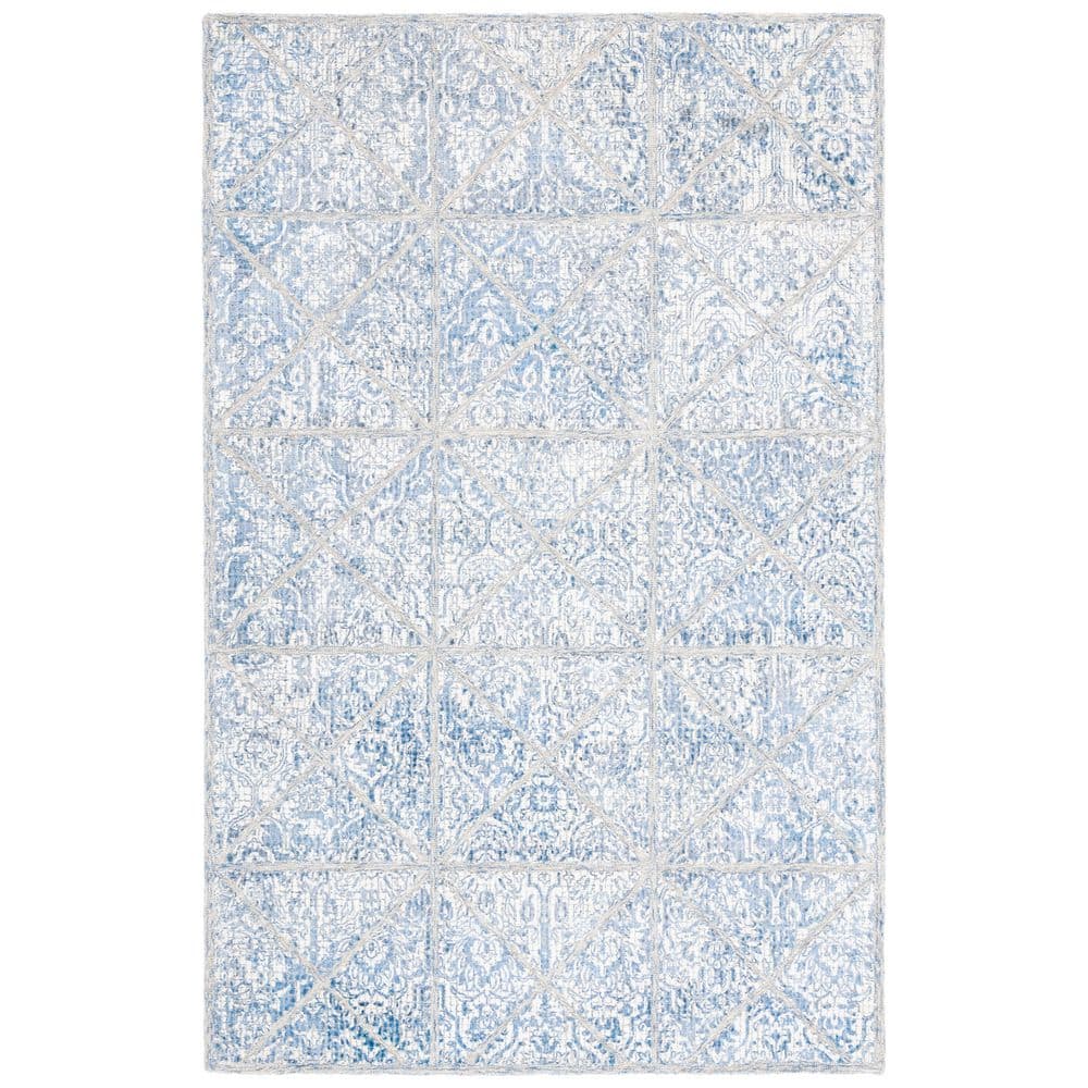 SAFAVIEH Artistry 5 ft. x 8 ft. Blue/Natural Ornamental Diamond Area ...