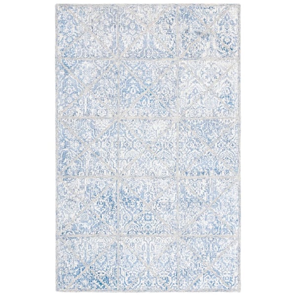 SAFAVIEH Artistry 5 ft. x 8 ft. Blue/Natural Ornamental Diamond Area ...