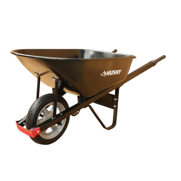 Husky 6 cu. ft. Steel Tray Wheel Barro with Flat Free WB2 - The Home Depot