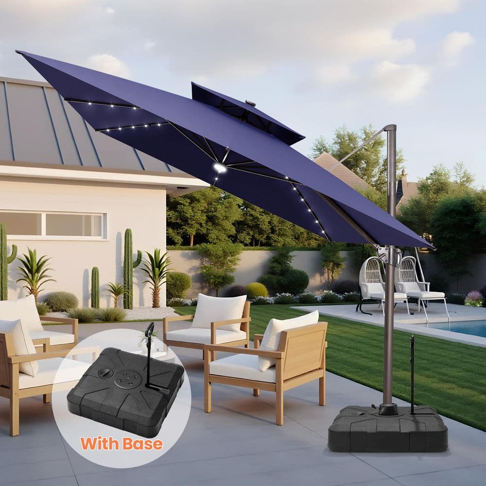 CLOUDFLY 11 ft. x 11 ft. Outdoor Patio Umbrella and 300 lbs. Stand ...