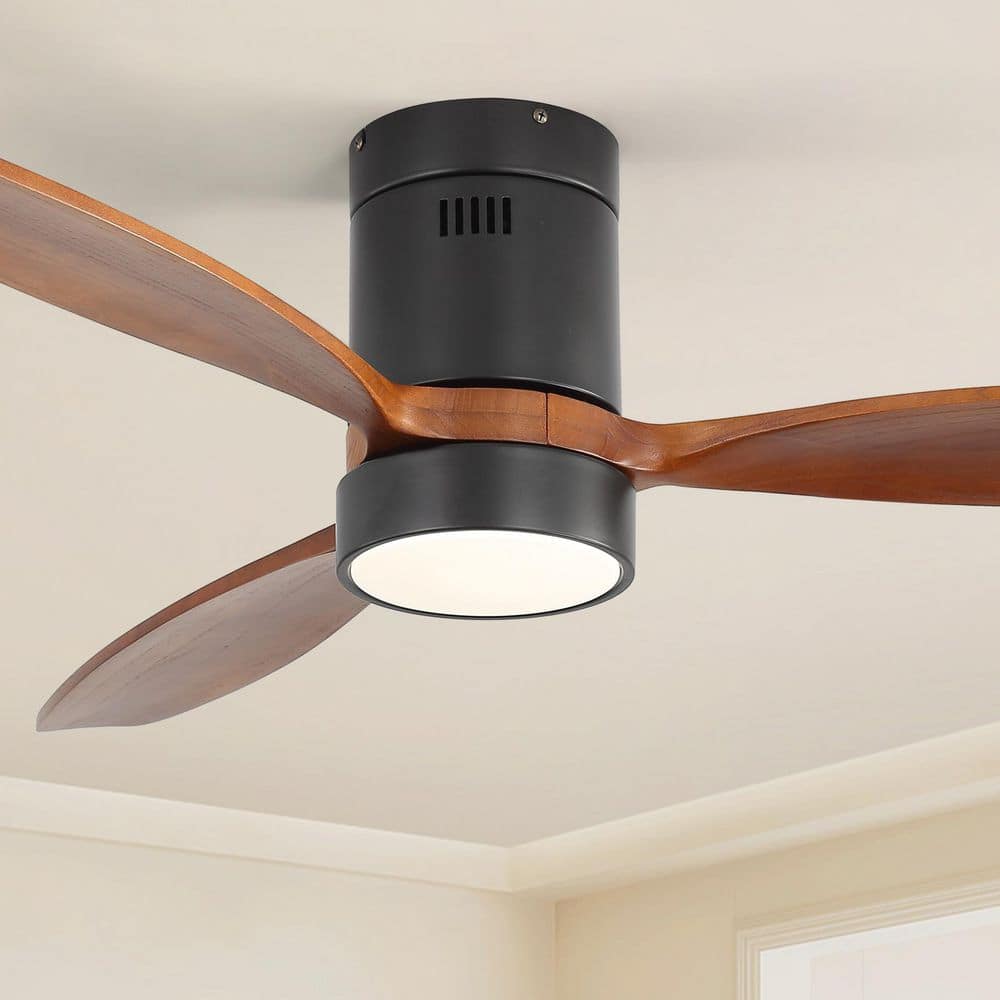 CACI Mall 52 in. Indoor/Outdoor Standard Flush Mount Black Ceiling Fan ...