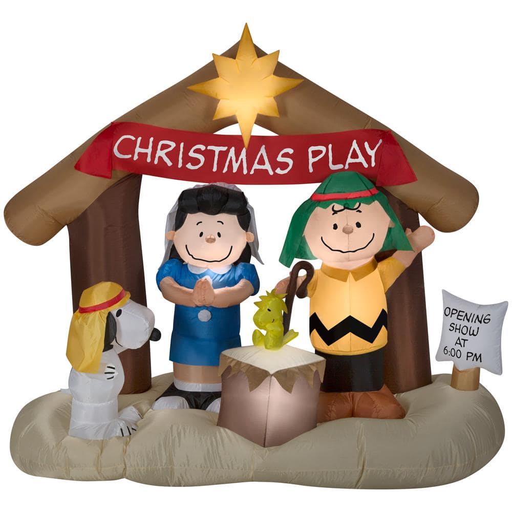 Peanuts 6 ft. Inflatable Nativity Scene 118668 - The Home Depot