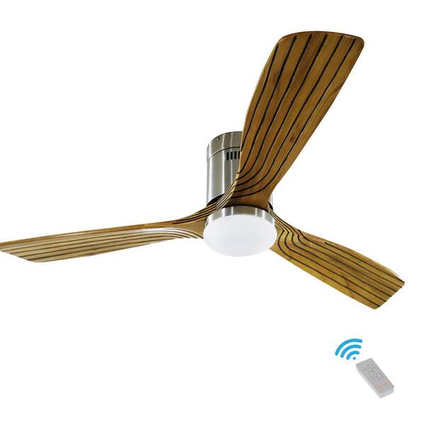 TAIFOND 52 in. Integrated LED Indoor Brushed Nickel and Grooving Solid ...