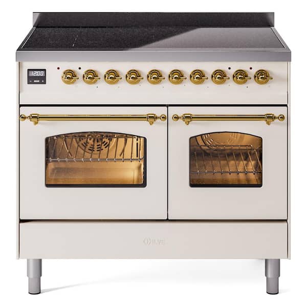 ILVE Nostalgie II 40 in. 6 Zone Freestanding Induction Range in Antique ...