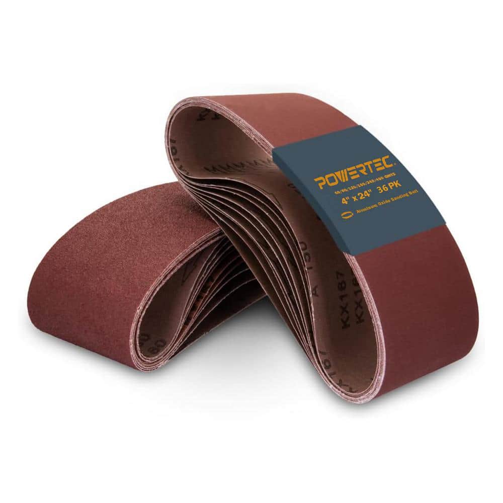 ‎POWERTEC 4 in. x 24 in. Sanding Belts, 6 Each of 60/80/120/150/240/400 ...