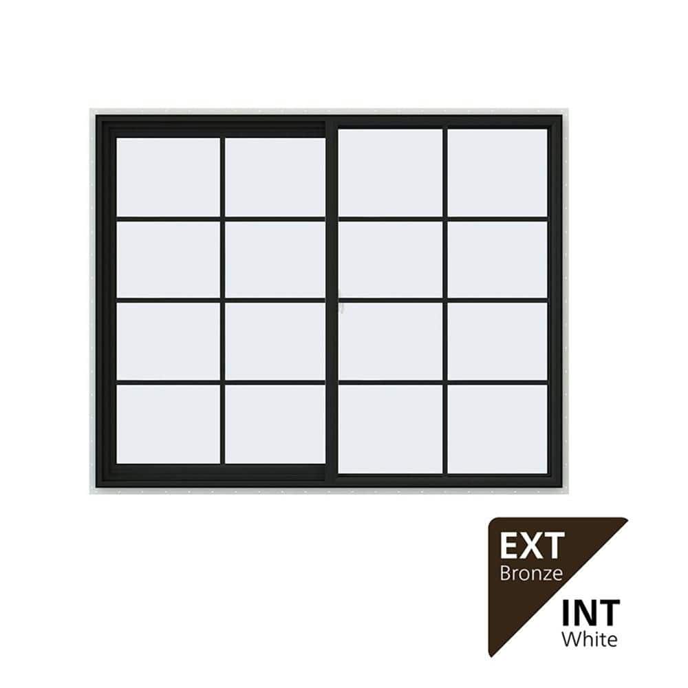 JELD-WEN 60 in. x 48 in. V-2500 Series Bronze Exterior/White Interior ...