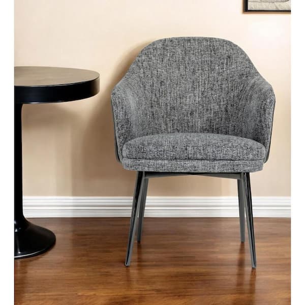 HomeRoots Gray And Black Upholstered Fabric And Faux Leather Wing Back ...