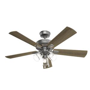 Hunter Crestfield 52 in. Indoor Matte Silver Ceiling Fan with Light Kit ...