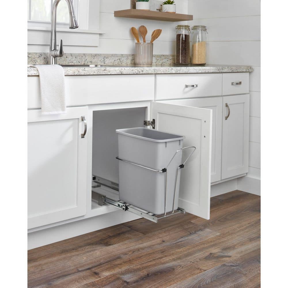 Rev-A-Shelf Chrome Steel Pullout Waste Container RUKD-820-1 - The Home ...