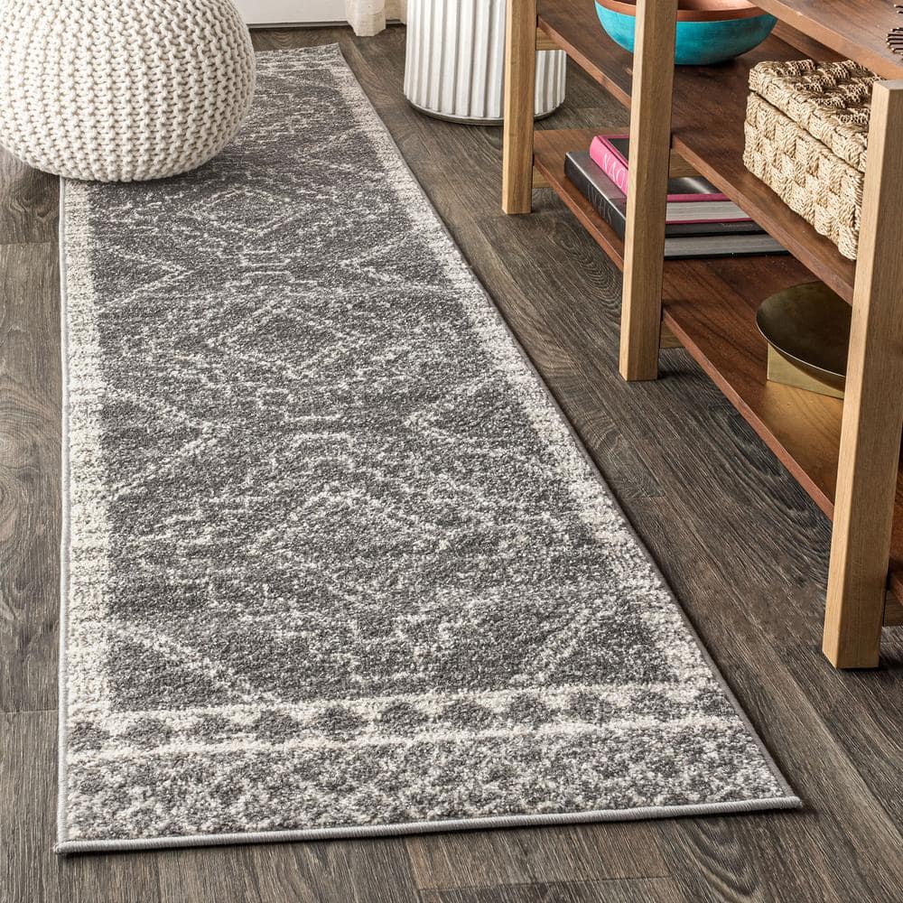 JONATHAN Y Amir Moroccan Beni Souk Gray/Cream 2 ft. x 14 ft. Runner Rug ...