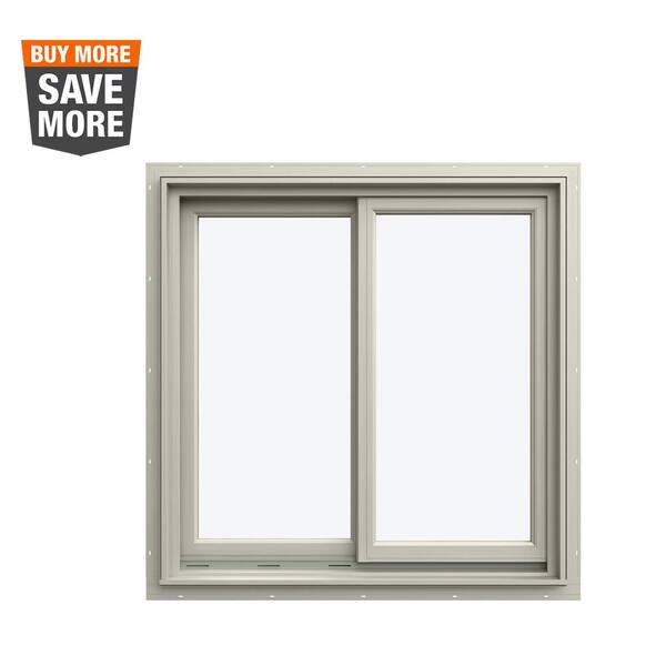 JELD-WEN 35.3125 in. x 35.5625 in. W-5500 Left-Hand Sliding Wood Clad ...