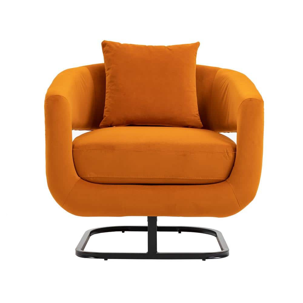 HOMEFUN Modern Orange Velvet Upholstered Comfy Accent Armchair with ...