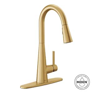 MOEN Sleek Matte Black 15.56 in. H Pull Down Sprayer Kitchen Faucet ...