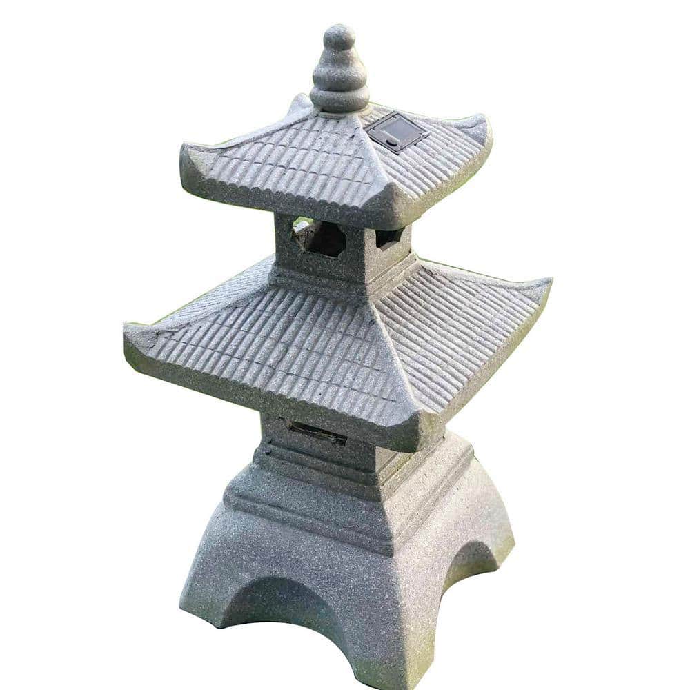 Galt International Pagoda Garden Yard Statue with LED Solar Light 26 in. FB22951AM - The Home Depot