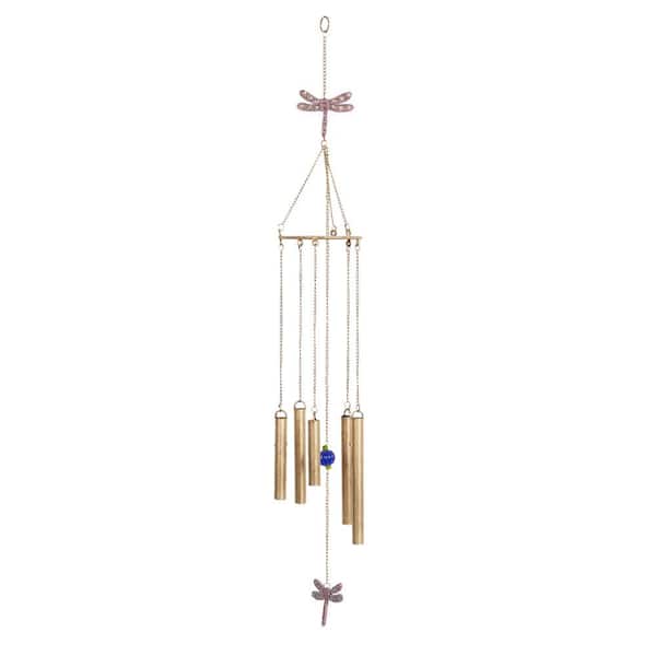 Litton Lane 40 in. Gold Metal Dragonfly Indoor Outdoor Embellished ...