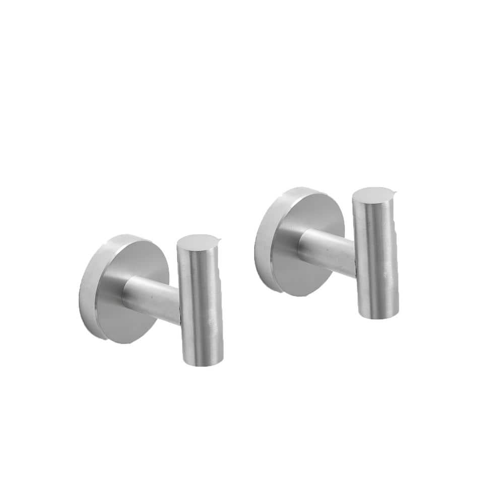 Movisa 2-Piece J-Hook Robe/Towel Hooks in Brushed Nickel MVSR18 - The ...