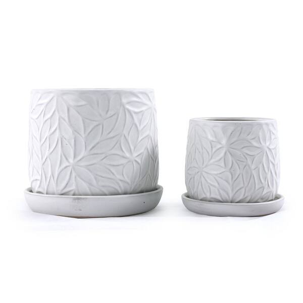 Noble House Olivia 5.31 in. and 7.09 in. Tall Gloss White Round Ceramic ...