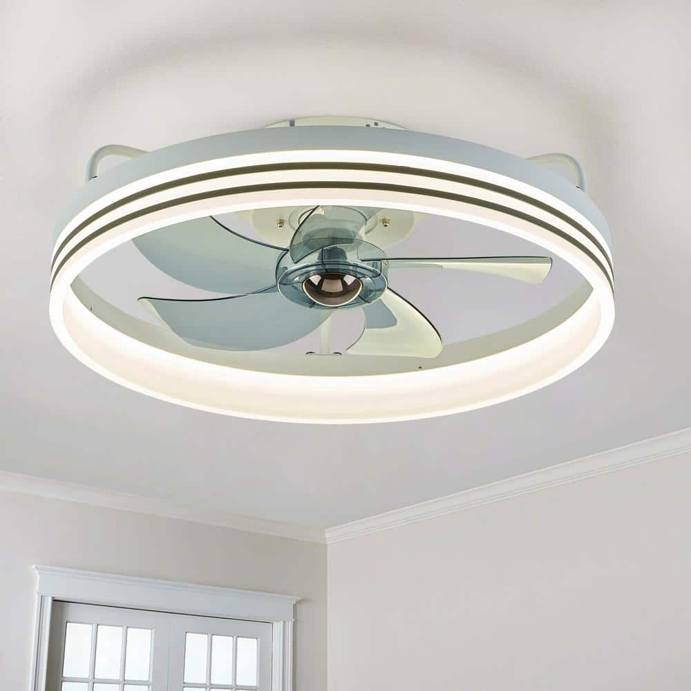 FANNEHONNE 15.35 in. Indoor White LED Low Profile Ceiling Fan with ...
