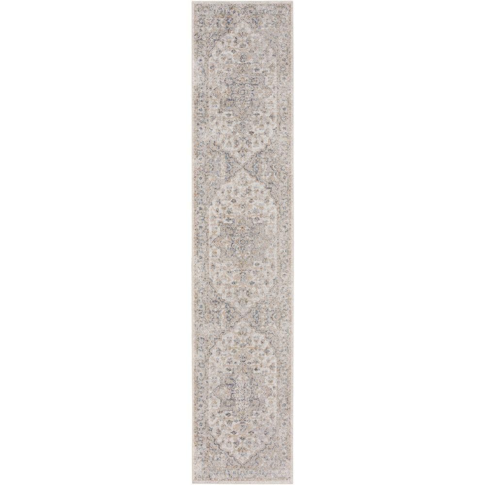 Nourison Astra Machine Washable Silver Grey 2 ft. x 10 ft. Distressed ...