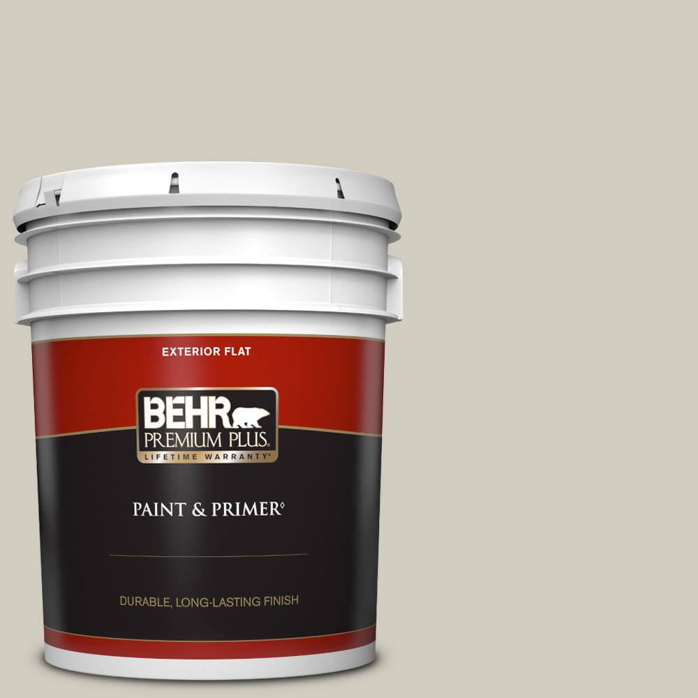 BEHR PREMIUM PLUS 5 gal. #N320-2 Toasty Gray Flat Exterior Paint ...